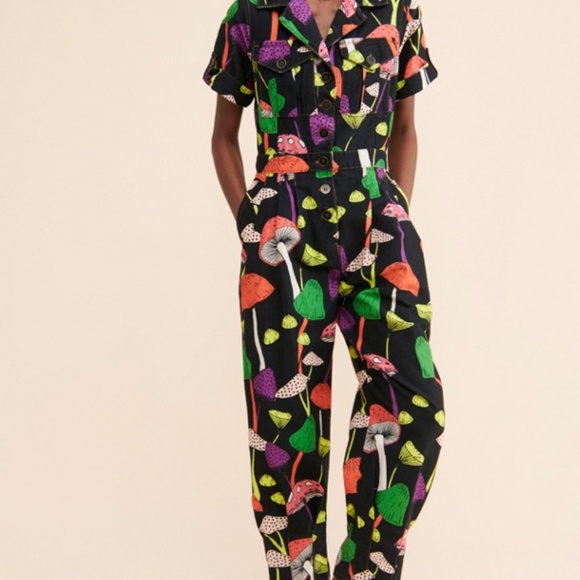 FARM Rio | Pants & Jumpsuits | Farm Rio Mushroom Garbadine Coverall ...